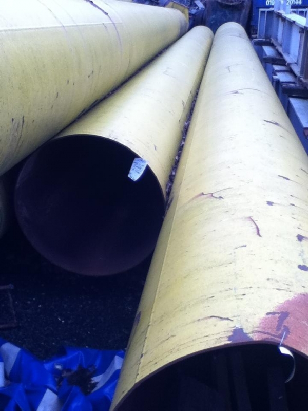 1168mm Dia x 10.5mm Thickness x 21.000mtrs Long Yellow Steel Tubes ...