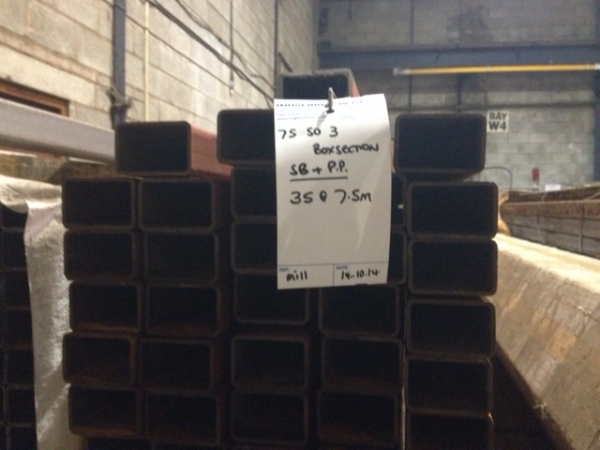 7.600mtr of 50mm x 75mm x 3mm Shot Blasted and Painted Steel box ...