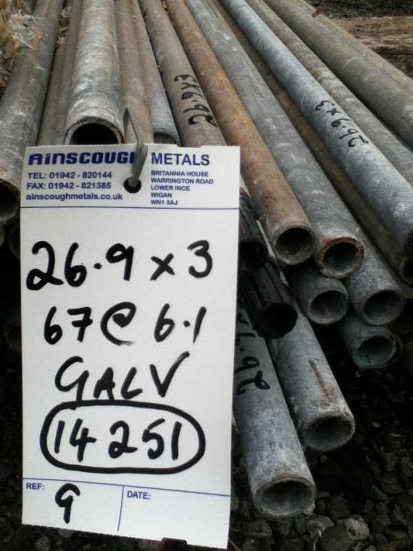 6.1 Mtrs Lengths of 26.9mm x 3mm Clean Galvanised Steel Tube From ...