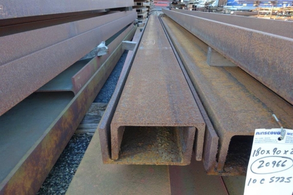 3.575mtr Long 180 x 90 x 26.1kg/m Unused Stock Rusty Steel Channel ...